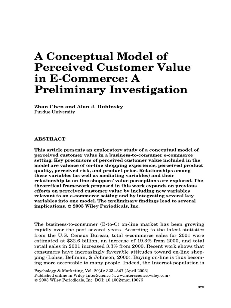 A Conceptual Model of Perceived Customer Value in E-Commerce: A ...