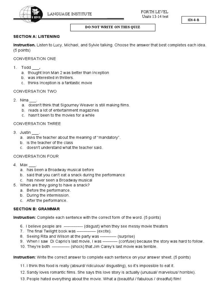 Do Not Write On This Quiz | PDF