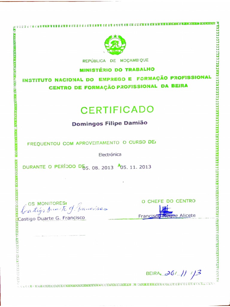 Certificado INEFP PDF | PDF