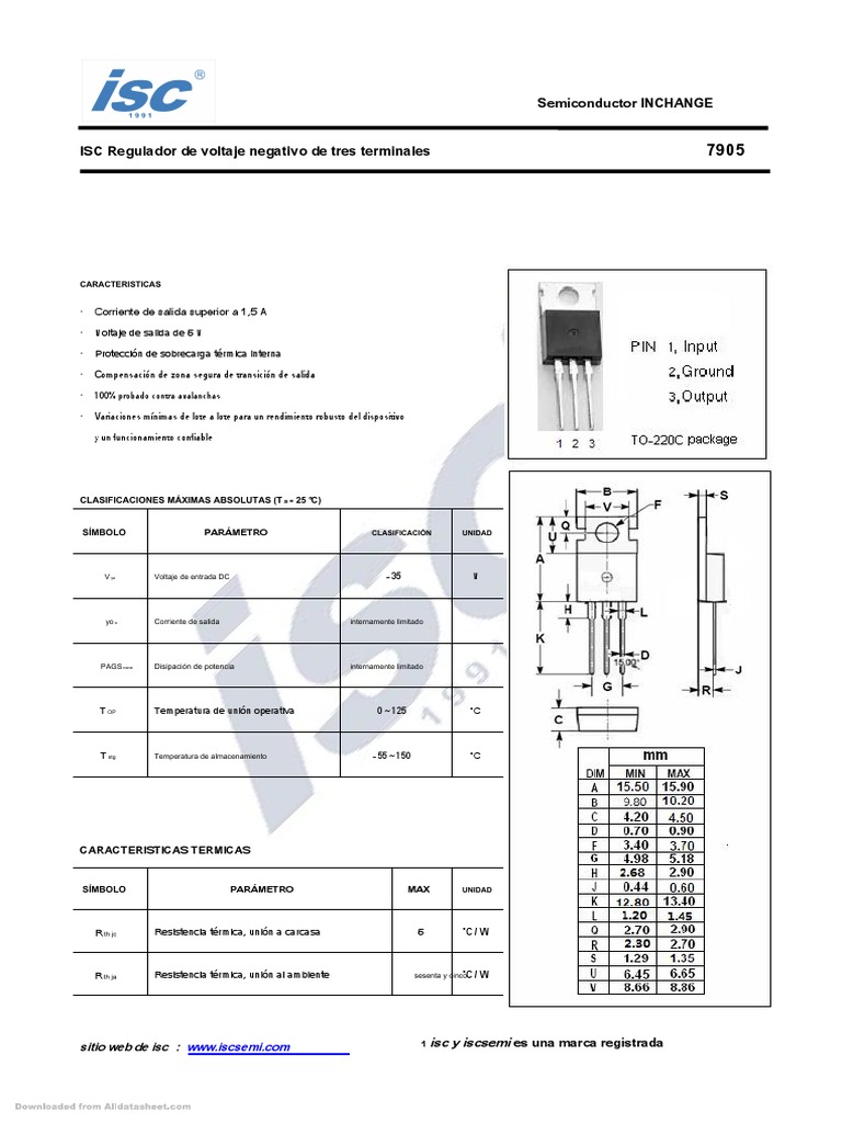 Regulador de Voltaje 7905 ISC | PDF | Ingeniería Electrónica | Electrónica