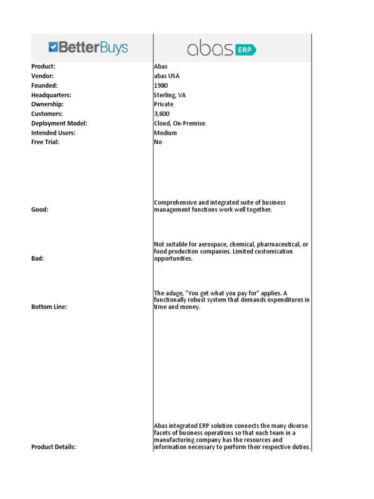 ERP Comparison Guide | PDF | Enterprise Resource Planning | Cloud Computing