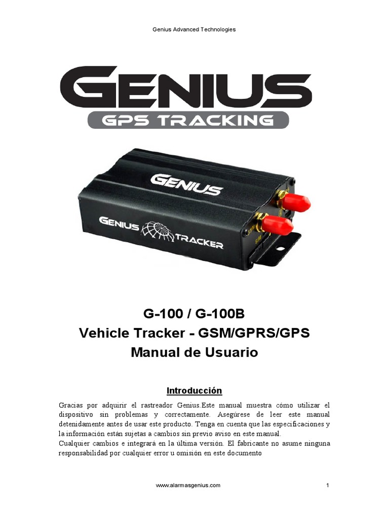 GPS G100 Manual Espanol 2017 | PDF | paquete general de Radio sevicio | Gsm