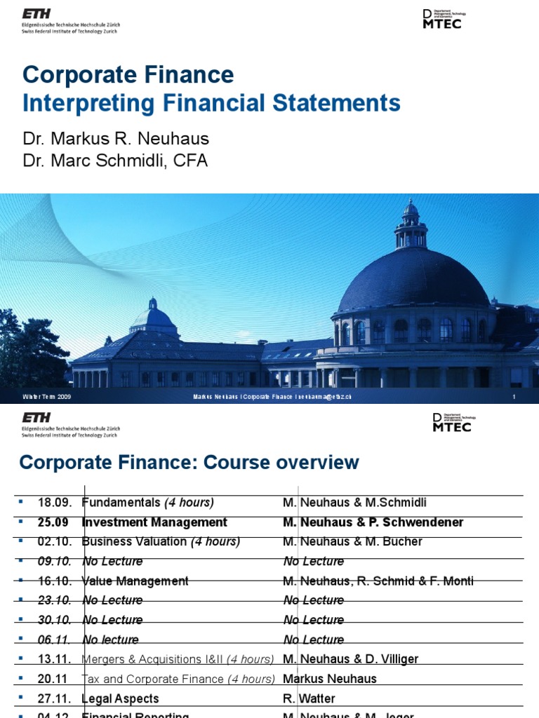 Corporate Finance: Interpreting Financial Statements | PDF | Retained ...