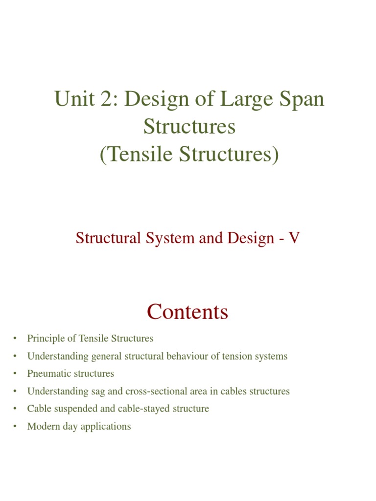 Week 6 - Design of Large Span Structures - Tensile Structures | PDF ...