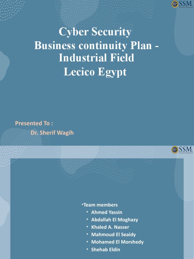 Cyber Security Business Continuity Plan - Industrial Field Lecico Egypt ...