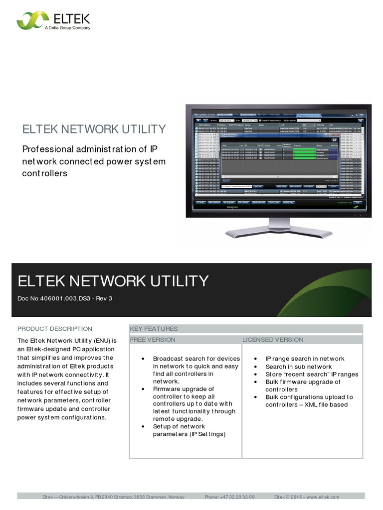 Datasheet Eltek Network Utility - ENU PDF | PDF | Windows Vista | Computer Network