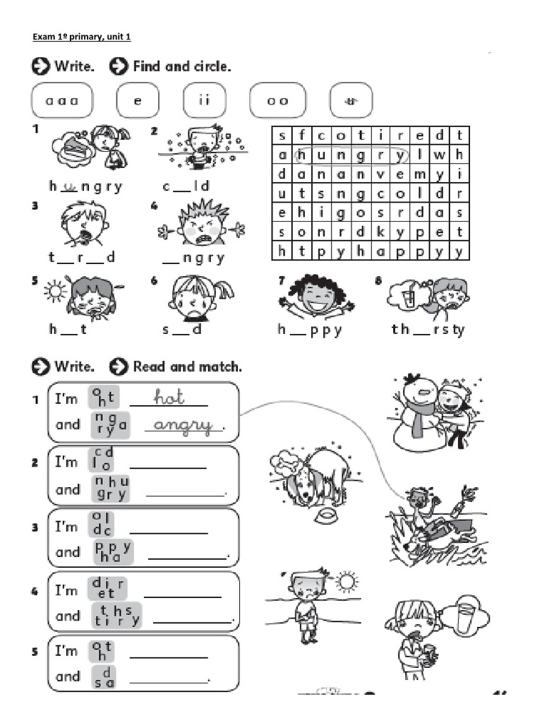 Exam 1º Primary Unit 1 | PDF