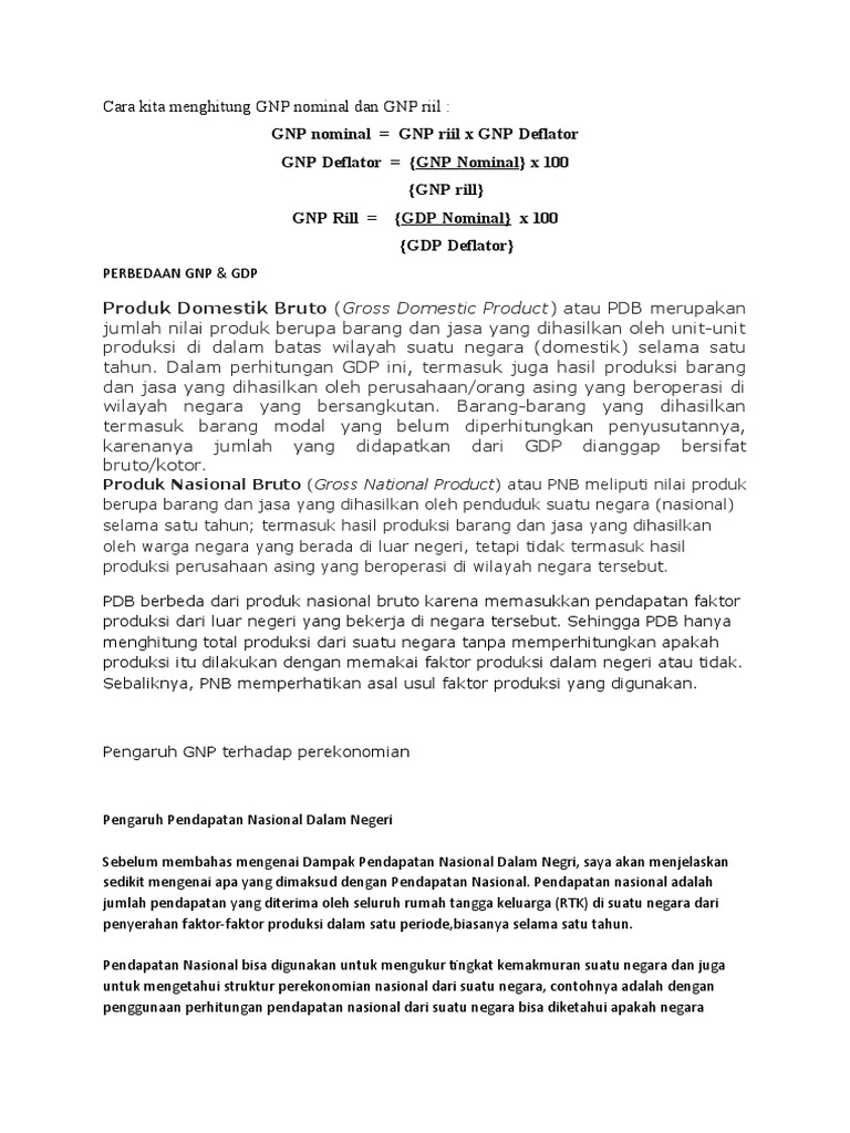 Cara Kita Menghitung GNP Nominal Dan GNP Riil. | PDF