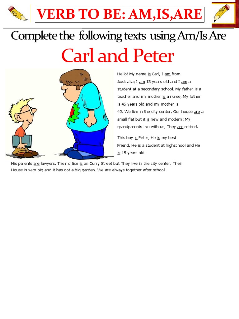 VERB TO BE - Readings2 | PDF