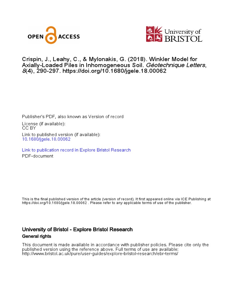 Crispin, J., Leahy, C., & Mylonakis, G. (2018) - Winkler Model For ...