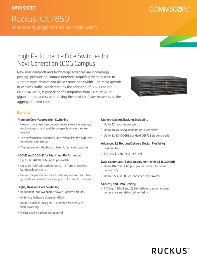 Ruckus ICX 7850 Switch Data Sheet | PDF | Network Switch | I Pv6