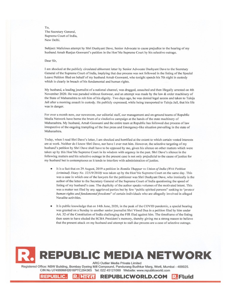 Letter To Secretary General | PDF