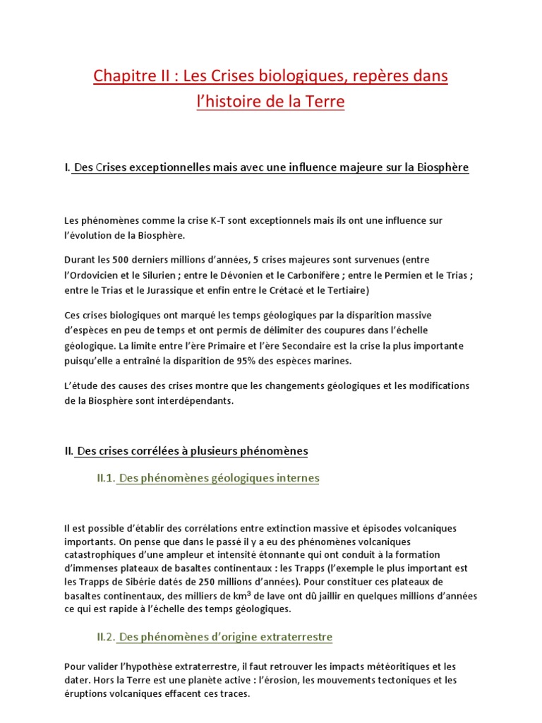 Crises biologiques et géologiques majeures | PDF