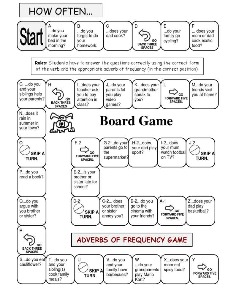 Adverbs of Frequency Game | PDF | Family | Society