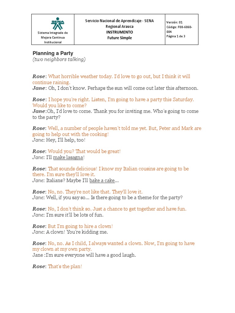 Dialogue FUTURE SIMPLE | PDF