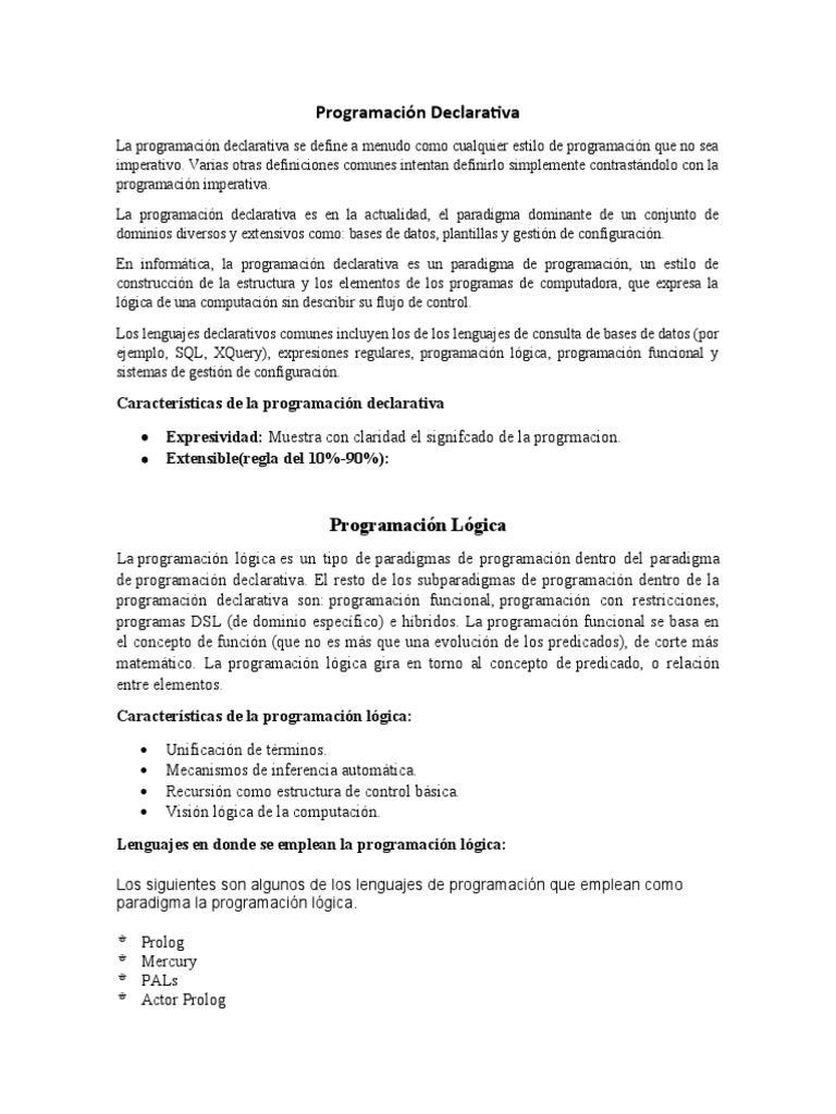 Programacion Declarativa | PDF | Programacion Funcional | Lenguaje de ...