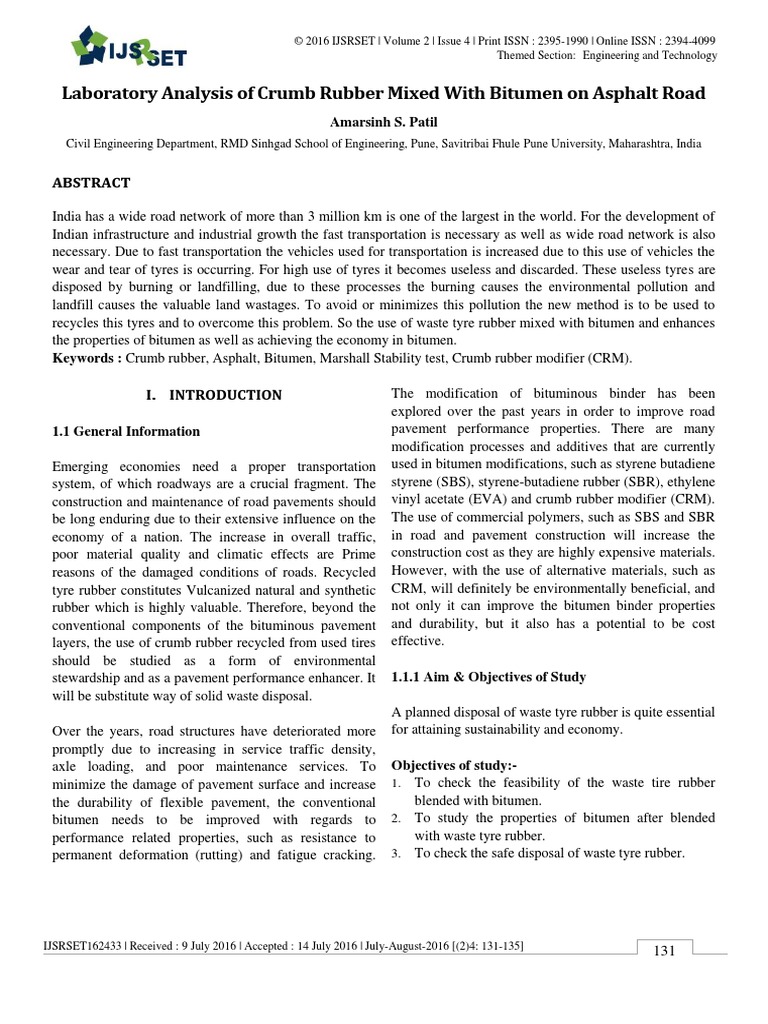 Laboratory Analysis of Crumb Rubber Mixe | PDF | Asphalt | Road Surface