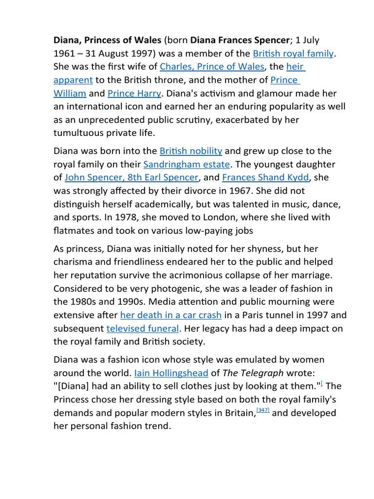 Diana, Princess of Wales | PDF