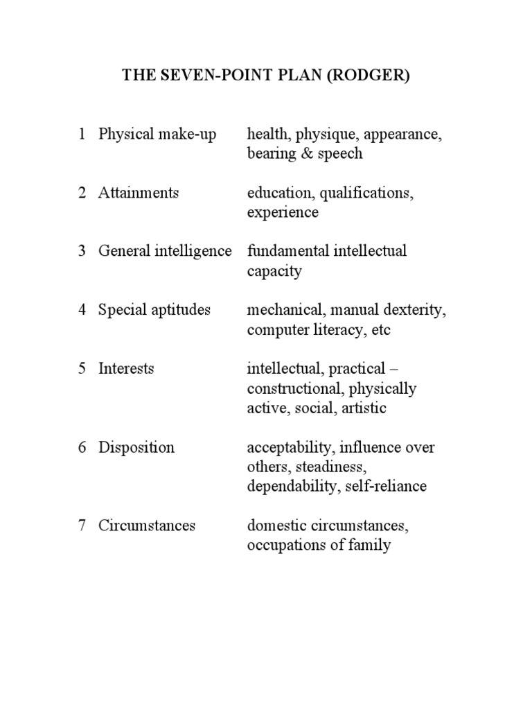 Rodger's Seven-Point Assessment Plan | PDF
