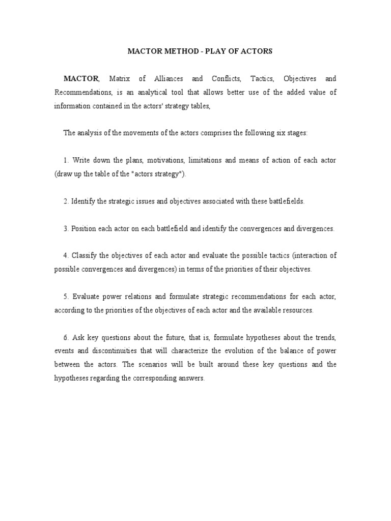 Mactor Method - Play of Actors | Download Free PDF | Behavior ...