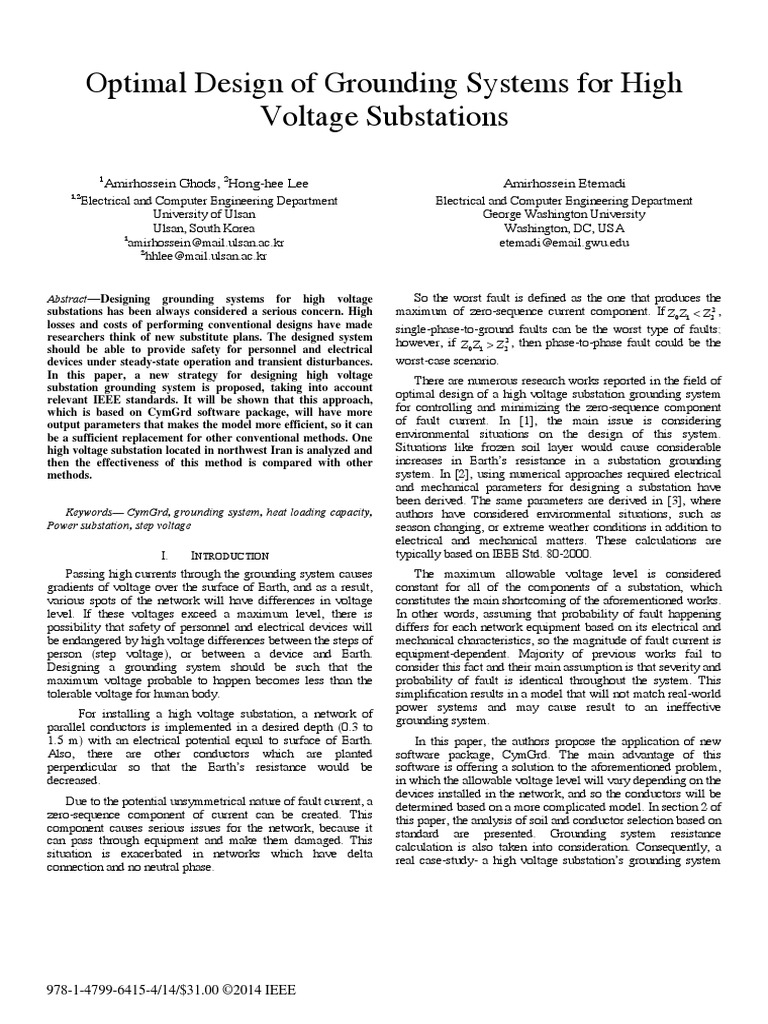 CYMGRD Optimal Design of Substation Grounding Grids | PDF | Electrical Substation | Electrical ...