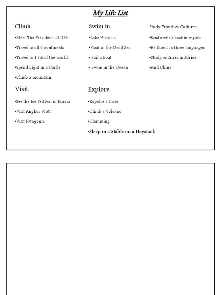My Life List | PDF