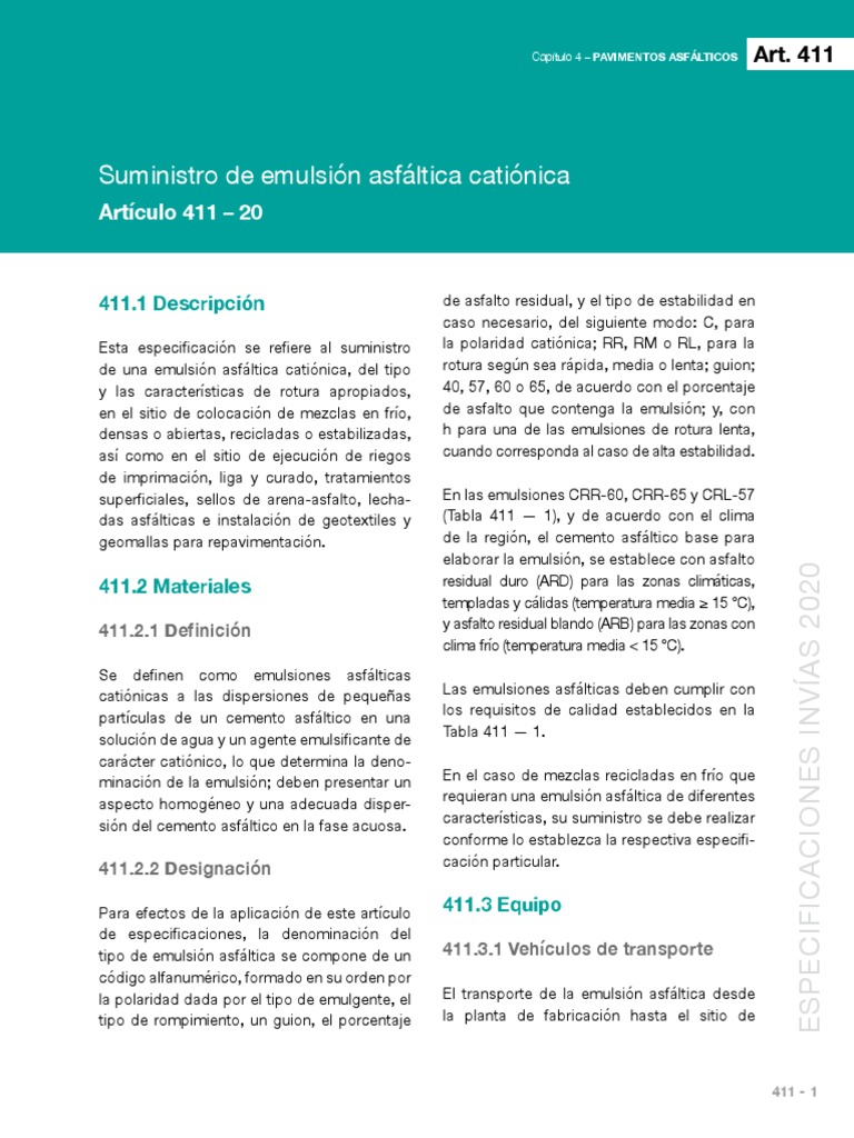 ARTICULO 411-20 VF Norma Invias | PDF | Calibración | Metrología
