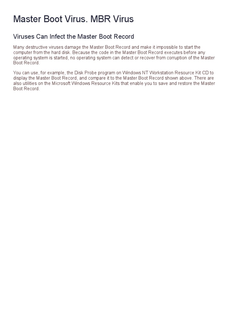 3 Master Boot Virus. MBR Virus PDF | PDF