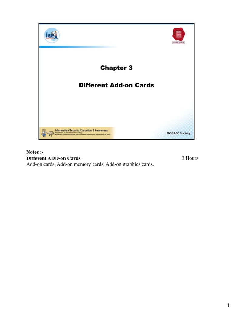 Notes:-Different ADD-on Cards: 3 Hours Add-On Cards, Add-On Memory ...