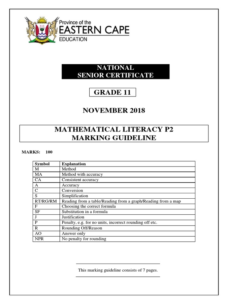 Maths Lit p2 Gr11 Memo Nov 2018 | PDF | Volume | Fraction (Mathematics)