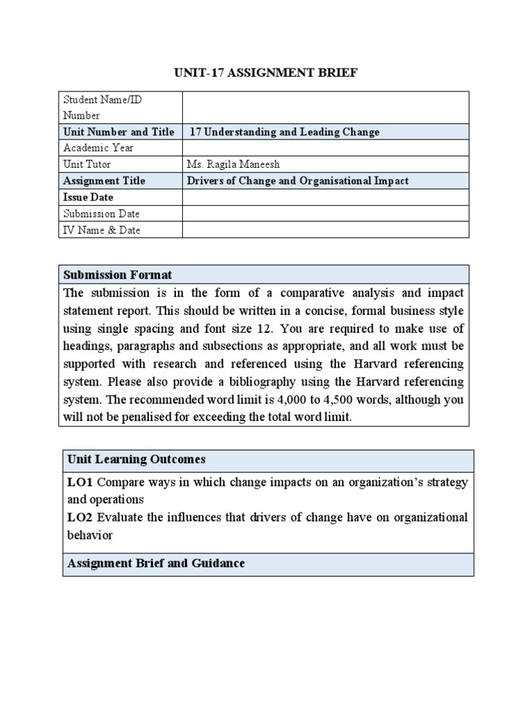 Unit-17 Assignment Brief | PDF | Leadership | Decision Making