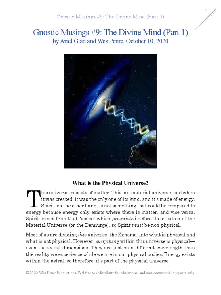 Gnostic Musings #9: The Divine Mind (Part 1) : by Ariel Glad and Wes ...