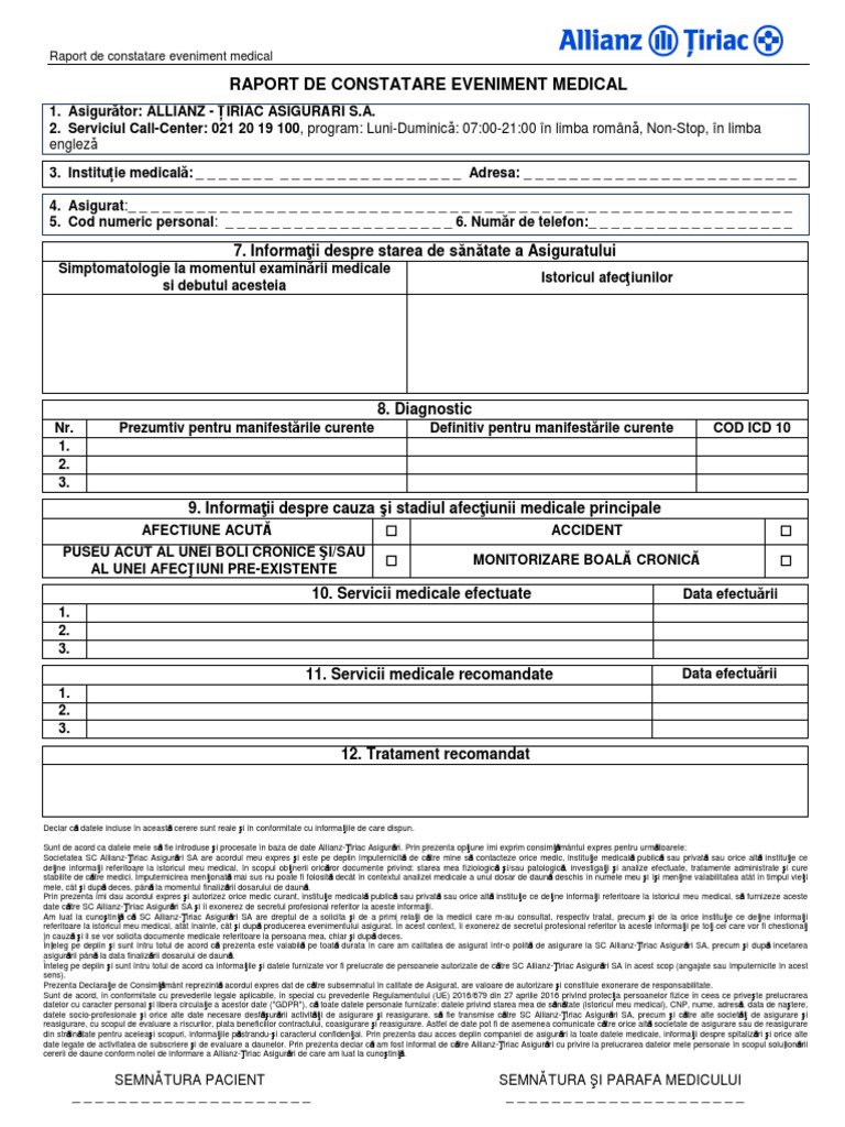 Raport Constatare Eveniment Medical | PDF