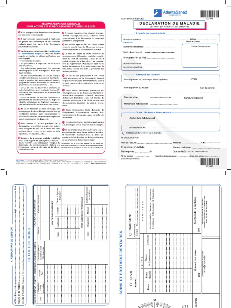 Feuille Maladie Atlanta Sanad Vect | PDF