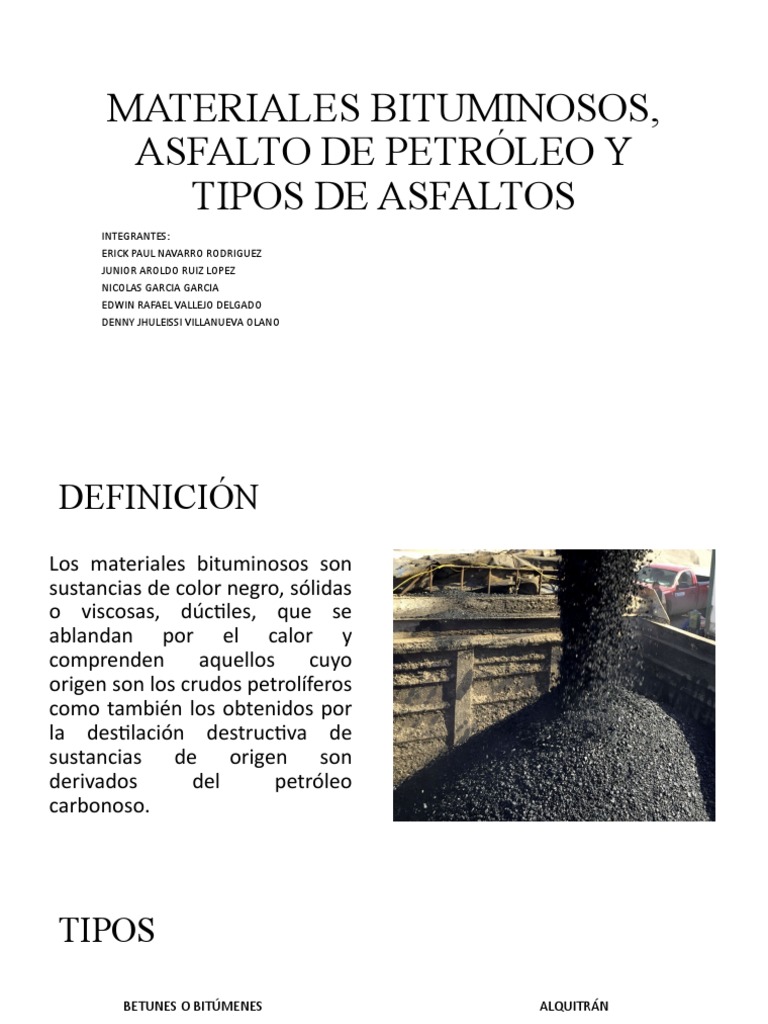 Materiales Bituminosos, Asfalto de Petróleo y | PDF | Asfalto | Química