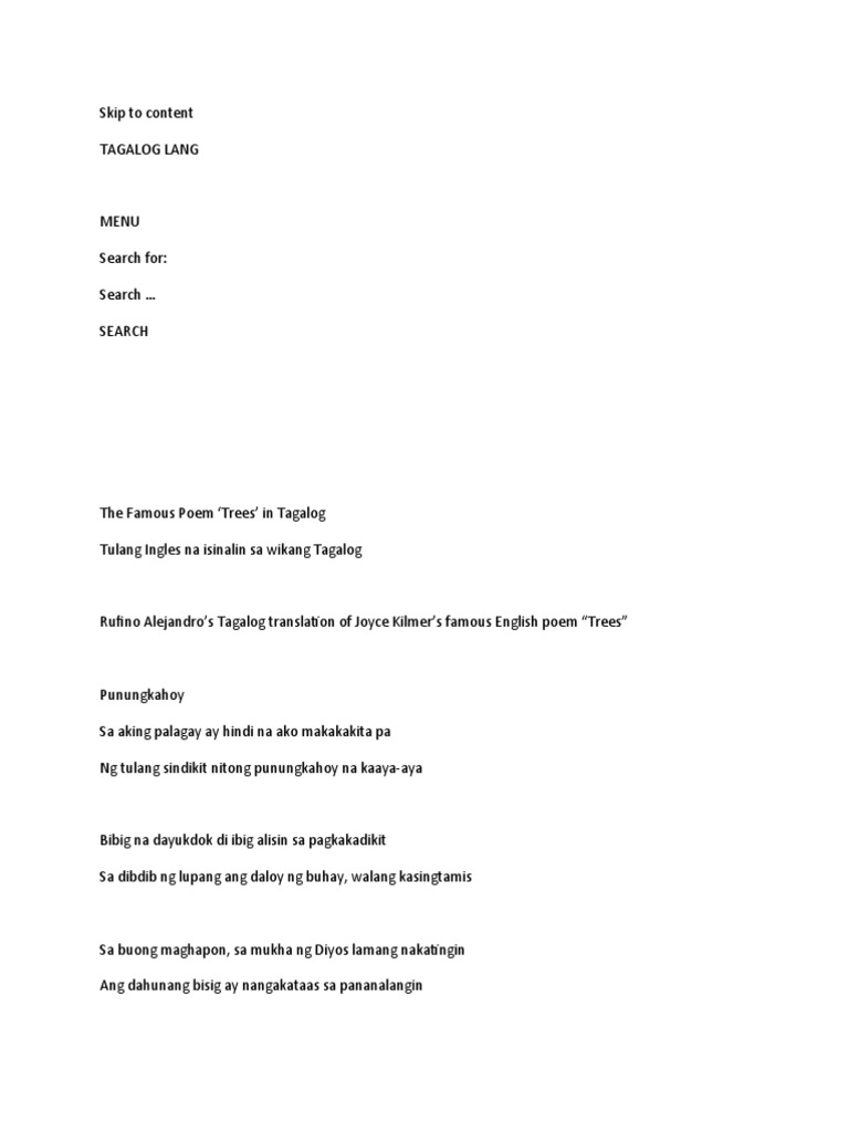 Trees | PDF | Tagalog Language | Philippines