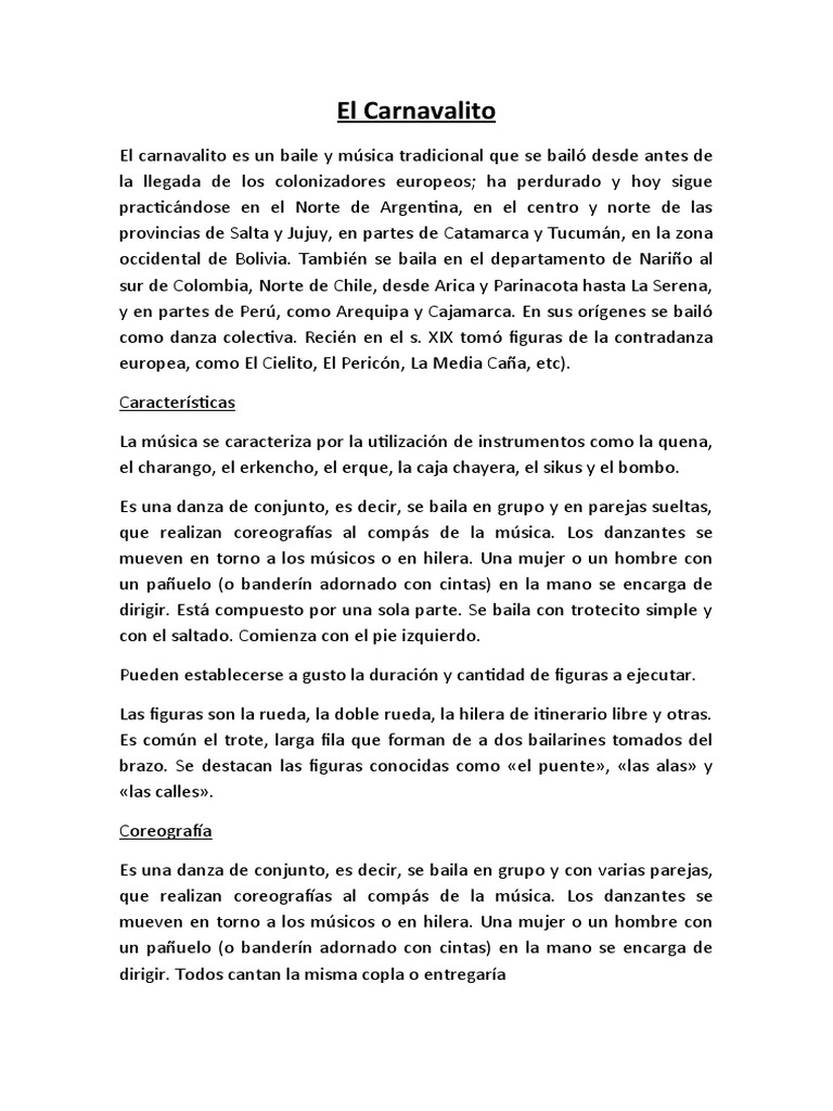 El Carnavalito | PDF | Bailes | Las artes escénicas