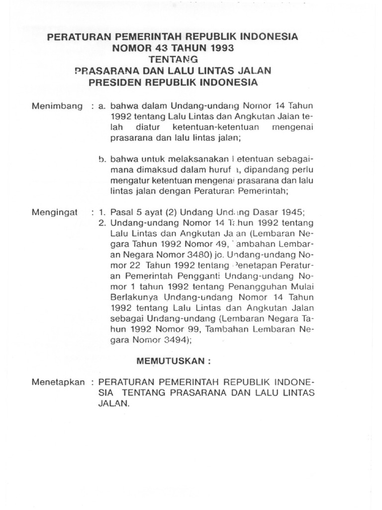 PP No 43 Tahun 1993 PDF | PDF