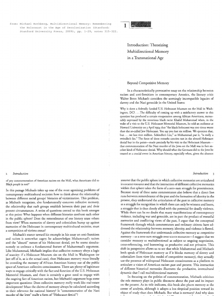 Multidirectional Memory Remembering The PDF | PDF | Memory | Sigmund Freud