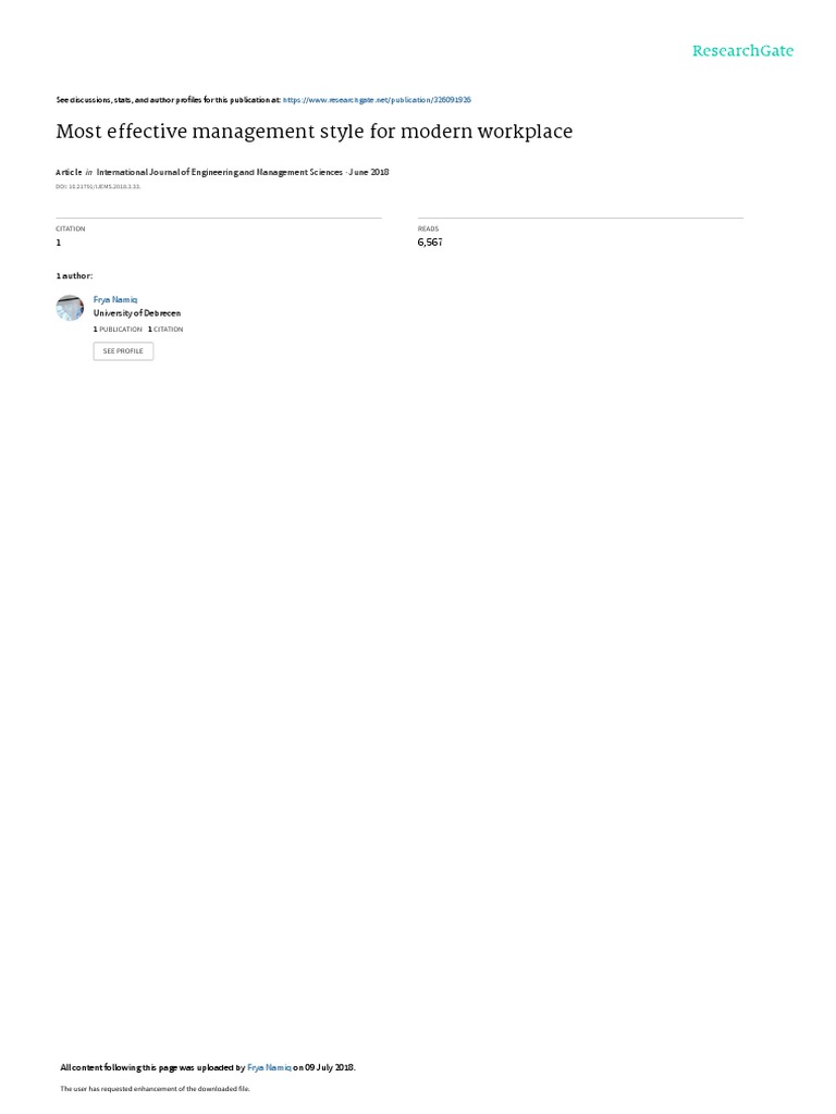 Most Effective Management Style For Modern Workplace | Download Free ...