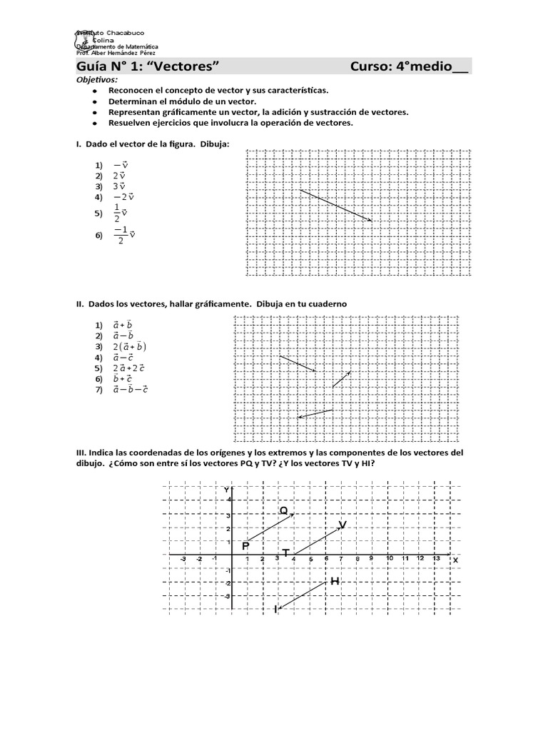 Guía N°1 Vectores | PDF | Cálculo multivariable | Vector Euclidiano