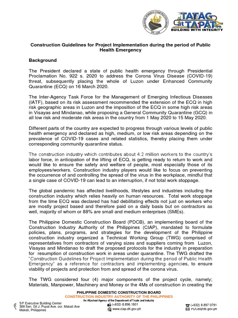 Construction Guidelines For Project Implementation PDF | PDF