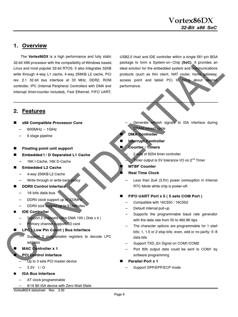 High-Performance 32-Bit X86 Vortex86DX System-on-Chip with Integrated ...