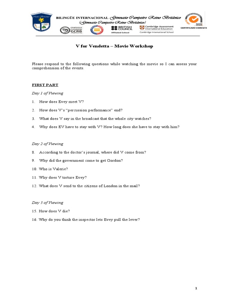 V For Vendetta - Workshop | PDF | Violence