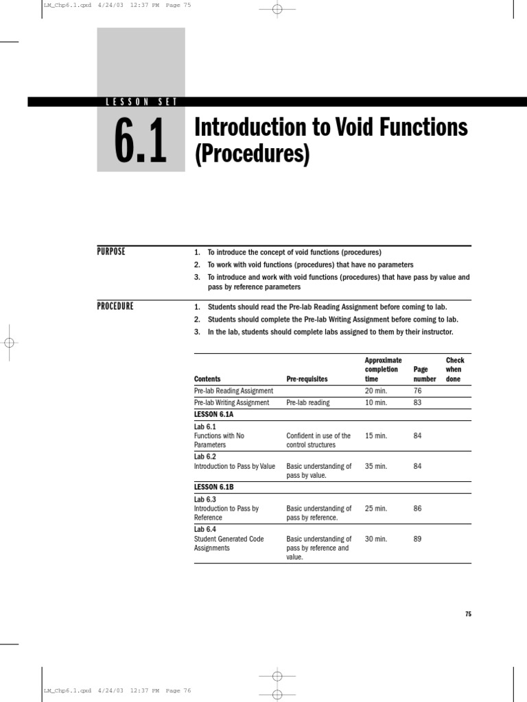 Introduction To Void Functions (Procedures) : Lesson Set | Download ...