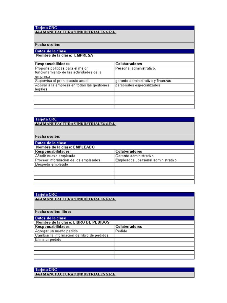 Tarjetas CRC para Gestión Empresarial | PDF | Crecimiento personal y ...