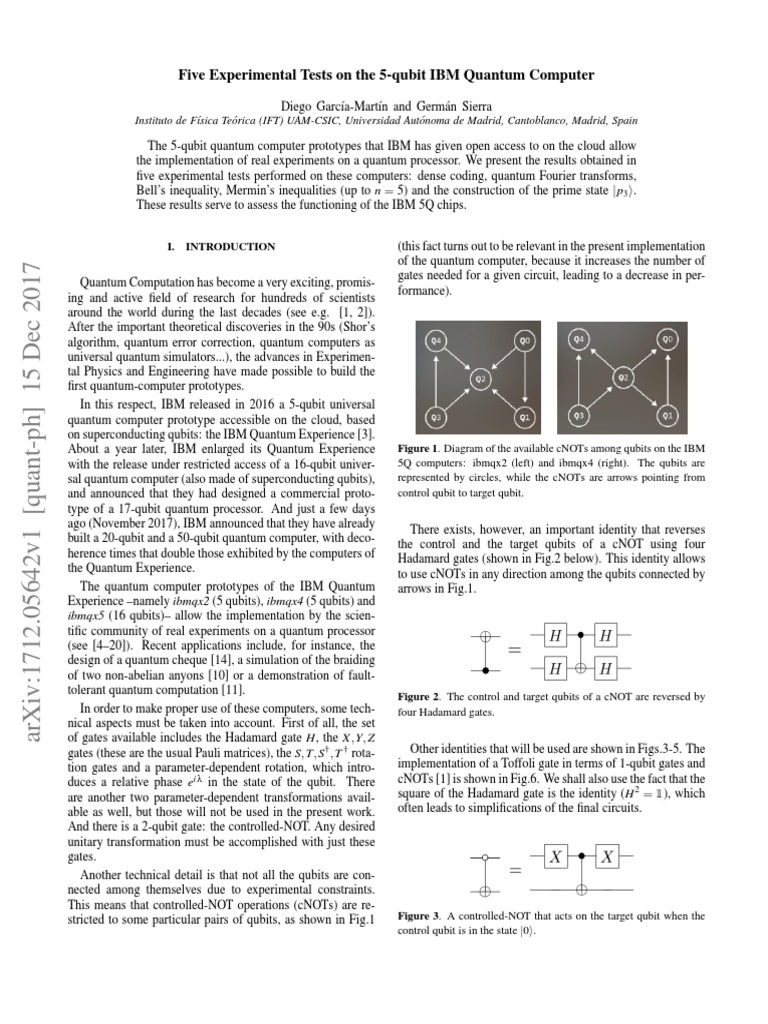 Five Experimental Tests On The 5-Qubit IBM Quantum | PDF | Quantum ...