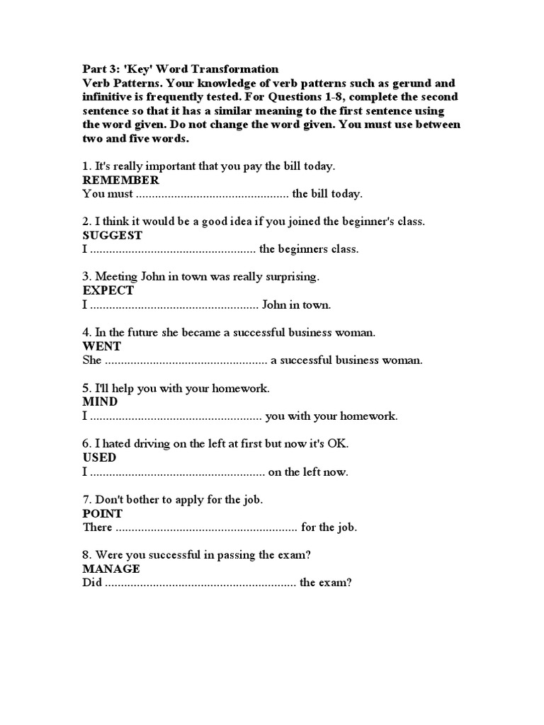 Part 3 Verb Patterns Pdf Pdf