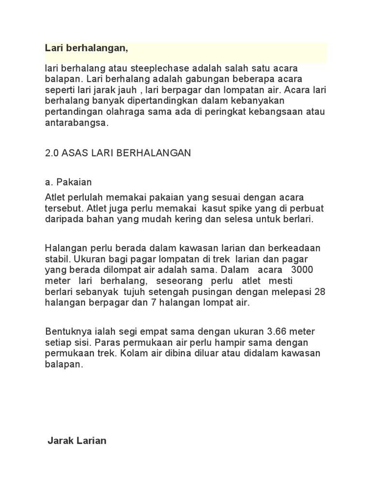 Panduan Lengkap Lari Berhalangan 3000m | PDF | Sains & Matematika ...