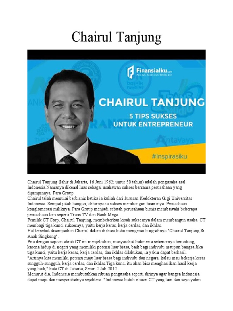 Chairul Tanjung | PDF | Karier & Perkembangan | Bisnis